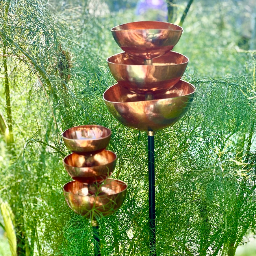 Copper Triple Cup Garden Sculpture – London Garden Trading